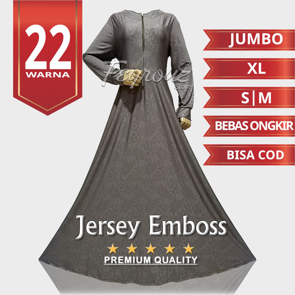 Jual Gamis Jersey Emboss Baju Wanita Dewasa Long Dress Muslim Motif ...