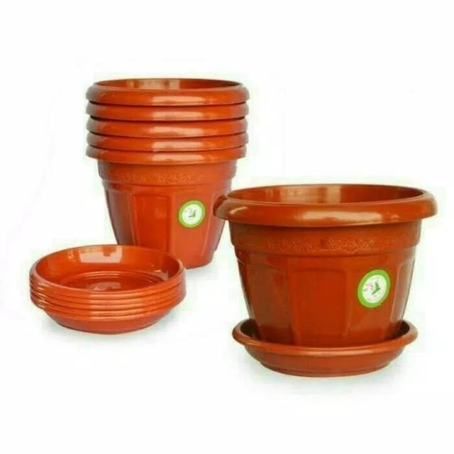 Jual Pot bunga tanaman merah bata 25cm dan tatakan bawah (SL) | Shopee ...