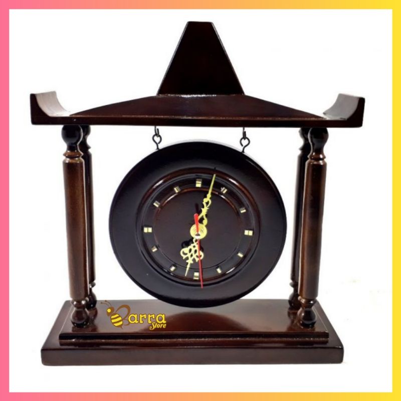 Jual Jam Meja Duduk Kayu Jati Model Gong | Shopee Indonesia