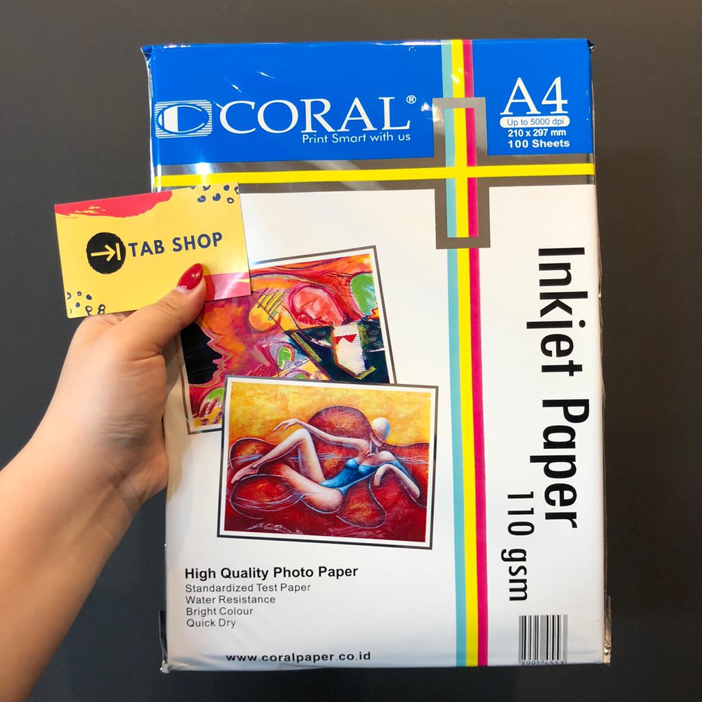 Jual TAB SHOP - CORAL INKJET PAPER 110 GSM 100 SHEETS A4 - CORAL KERTAS ...