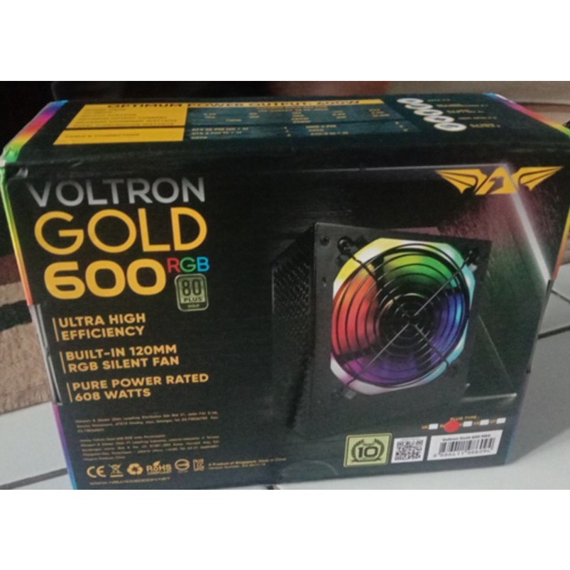 Jual Power Supply Voltron Gold 600 RGB 80+ Gold [ 12mm RGB Powerful Fan ] | Shopee Indonesia
