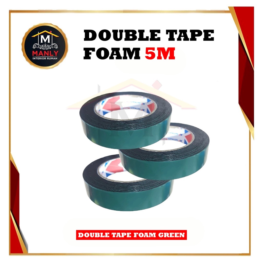 Jual Double Tape Foam 1" Inch x 5m Double tape hijau busa 3M..double ...