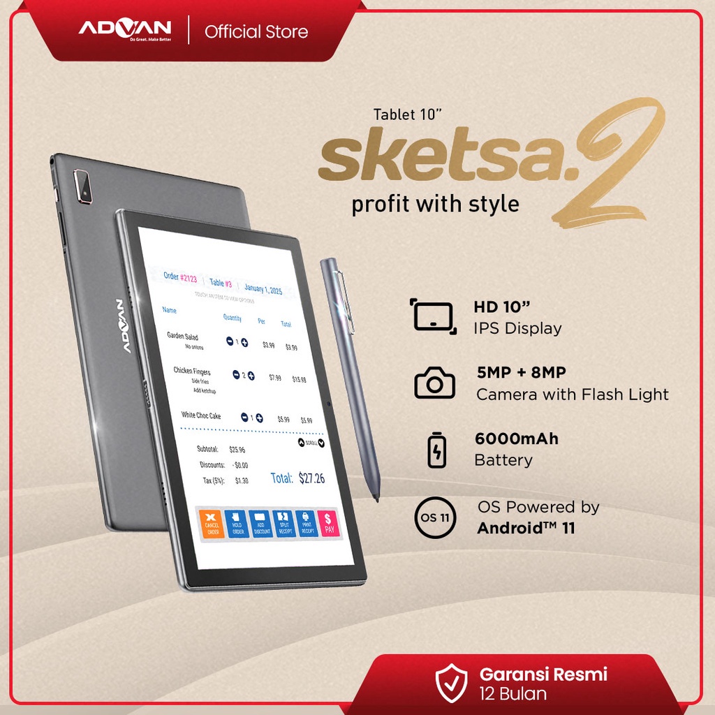 Jual Advan Tablet Tab Sketsa 2 4/64GB Garansi Resmi | Shopee Indonesia
