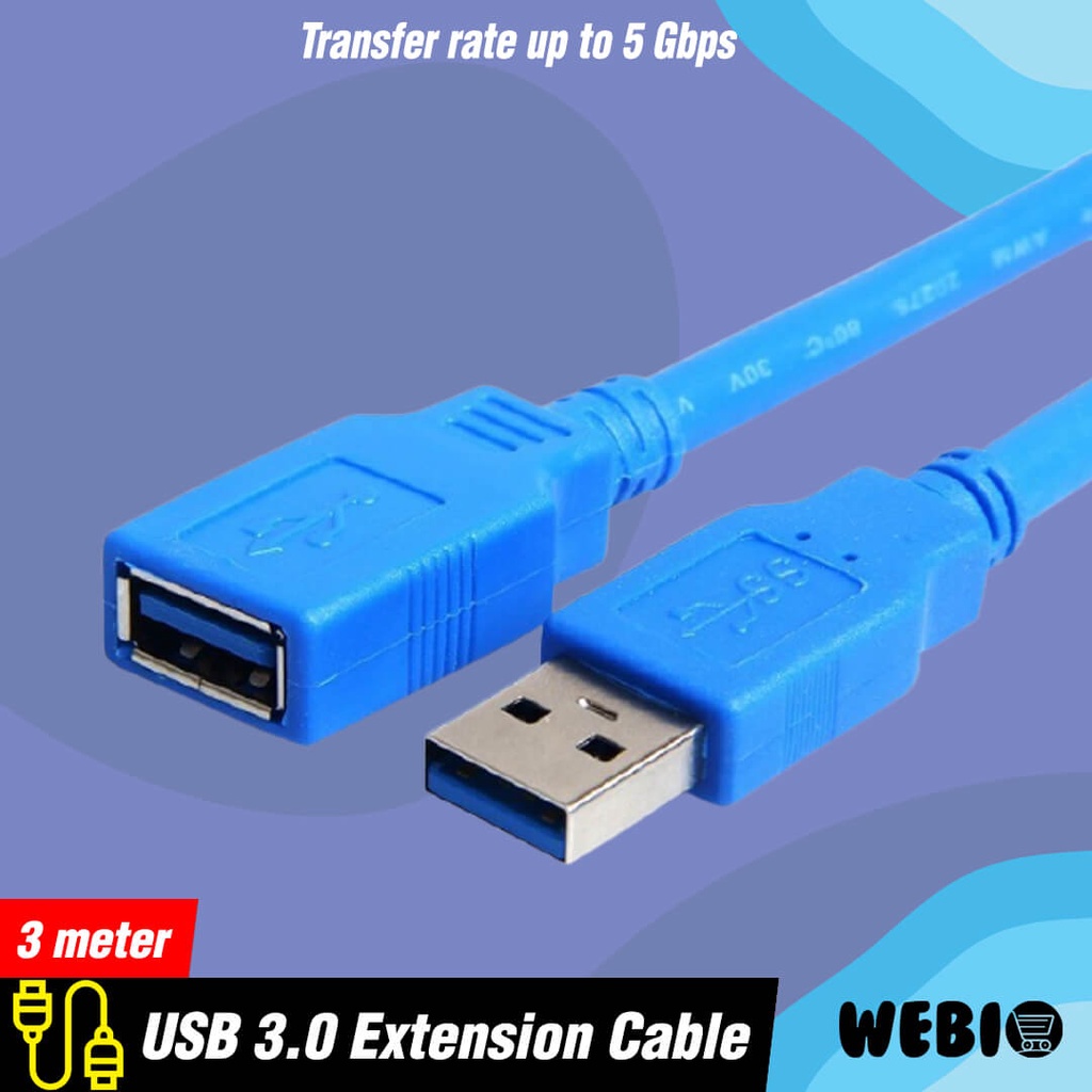 Jual Kabel USB 3.0 Extension Male to Female 3M Sambungan Extender 3 ...