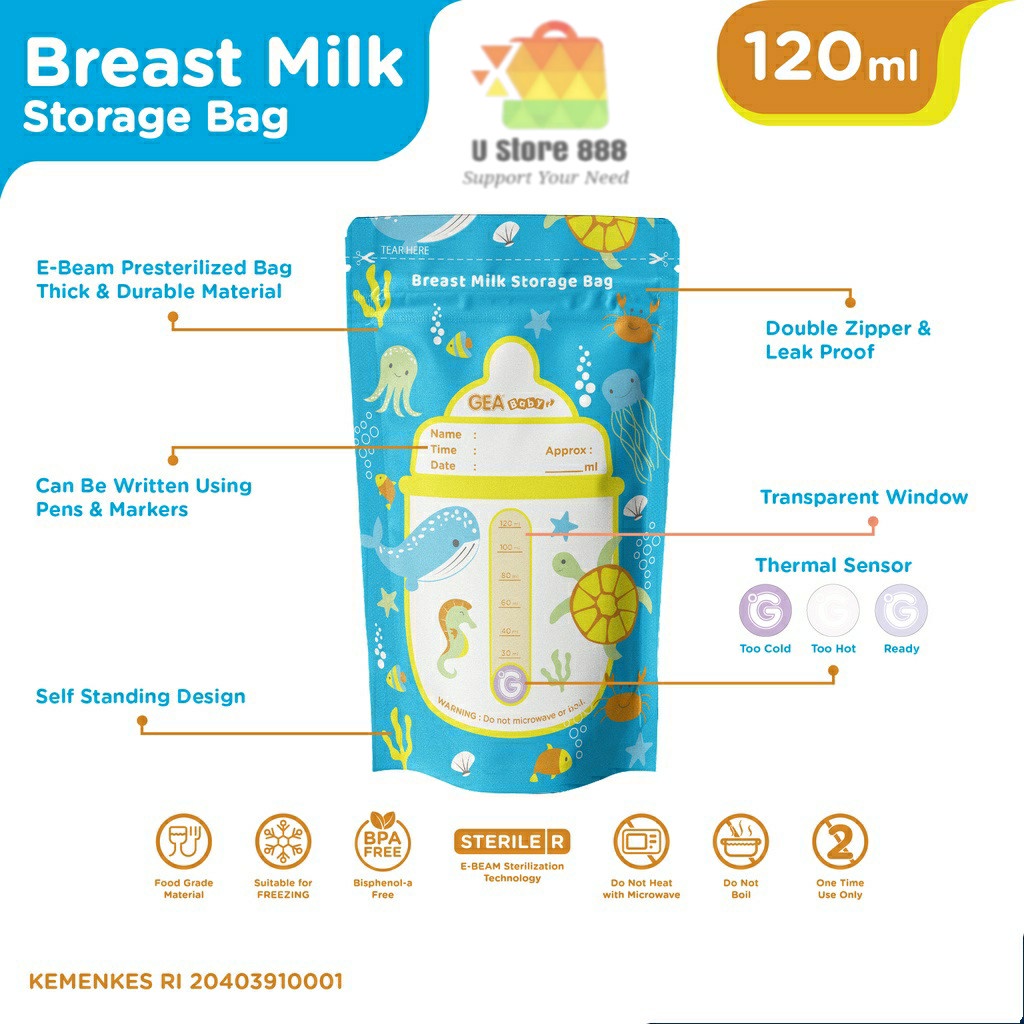 Jual Kantong Asi Gea Baby Plastik Asip 120 Breastmilk Storage Bag 120ml ...