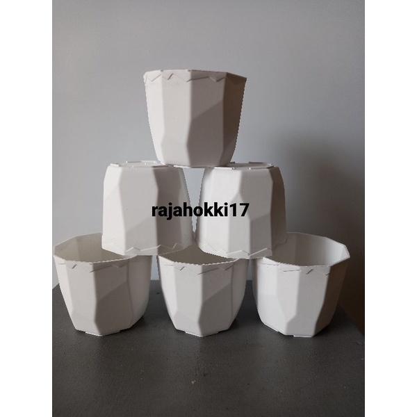 Jual Pot permata 8 & 12 / Pot hias kaktus warna putih harga grosir ...