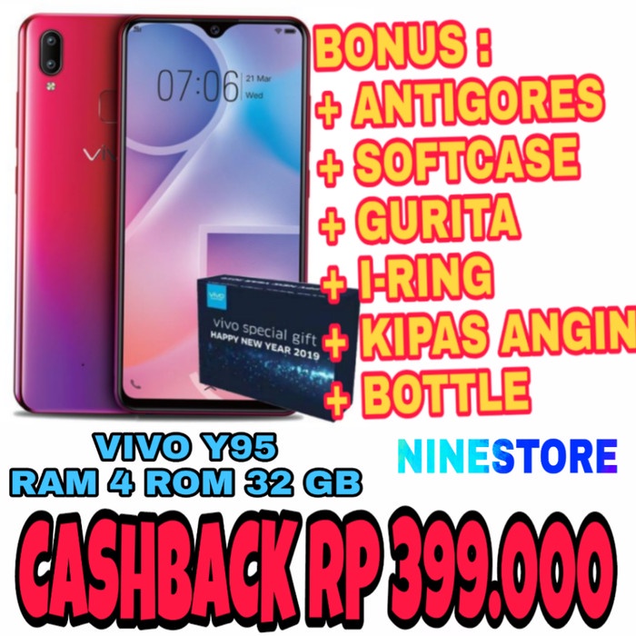 Jual VIVO Y95 RAM 4/32GB - RESMI VIVO 1TAHUN - Merah | Shopee Indonesia