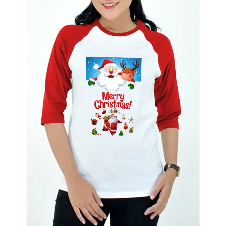 Jual Kaos Raglan 3/4 Gambar Sinterklas Baju Kaos Natal Raglan Baju Kaos ...