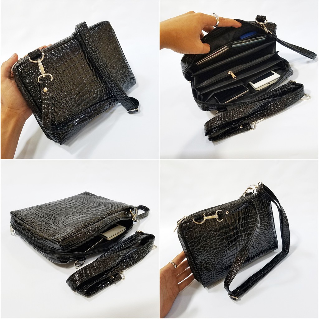 Jual Exclusive Black Croco Tas Dompet Wanita Multifungsi / Tas Clucth Pesta Cantik / Hand Bag ...