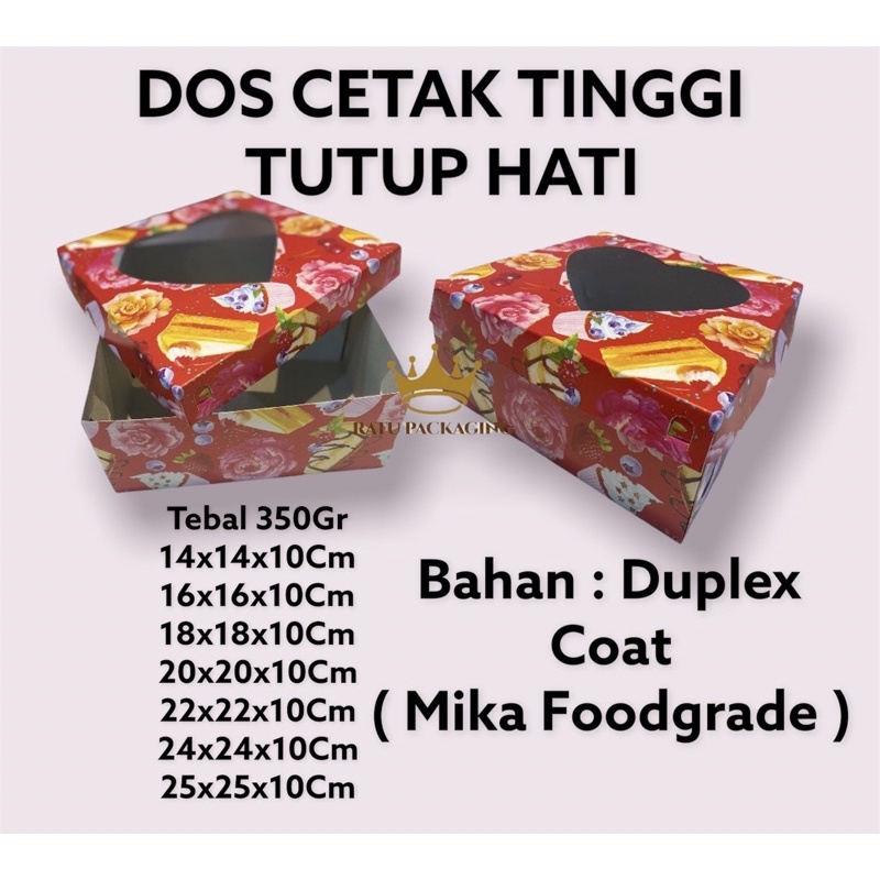 Jual [10PCS] RATU | Dos DUPLEX CETAK TUTUP HATI Tinggi 10Cm Box Hampers ...
