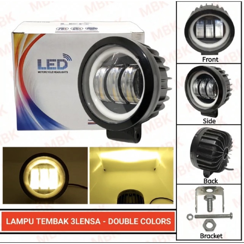 Jual lampu3 lensa 2 warna putih kuning plus angel eyes | Shopee Indonesia