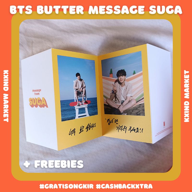 Jual [ READY ] Folded Message Card Suga Butter BTS / message Suga ...