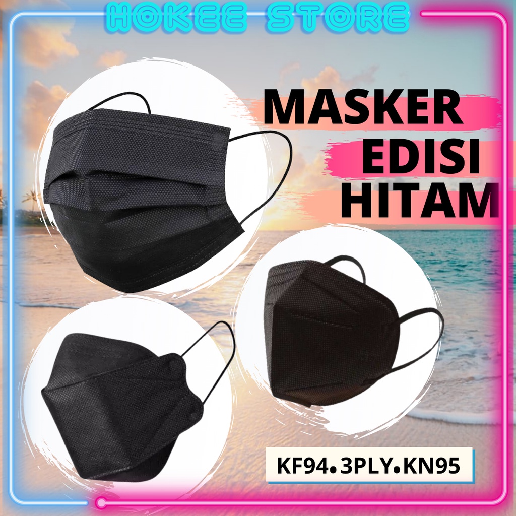 Jual MASKER HITAM BLACK EDITION 3 PLY/ 4PLY DISPOSABLE PROTECTIVE MASK ...