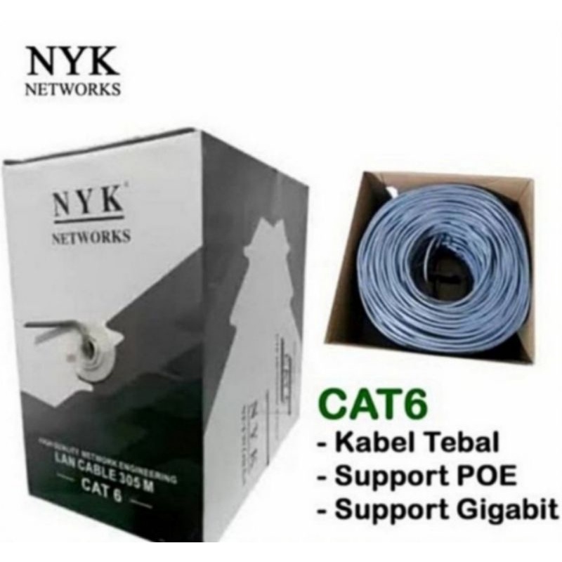 Jual Kabel Utp Cat 6 NYK roll 305M Kabel lan ORIGINAL | Shopee Indonesia