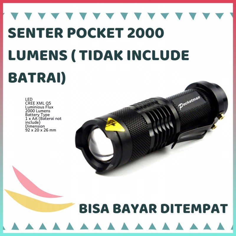 Jual Senter Mini Pocket Terang 2000 Lumens ( Bisa Bayar di Tempat ...