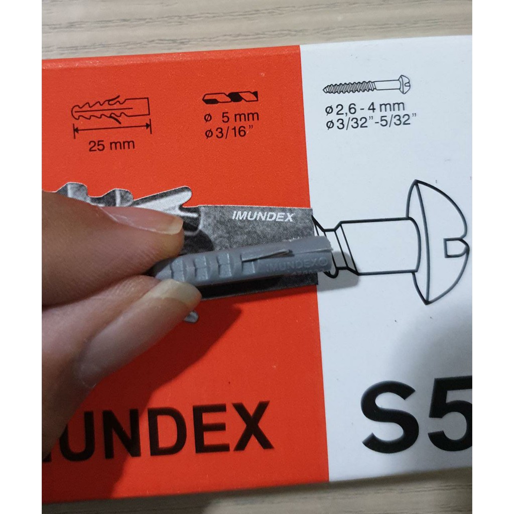 Jual Fisher IMUNDEX S5 isi 100pcs / Fiser untuk Skrup Tembok S 5 ...
