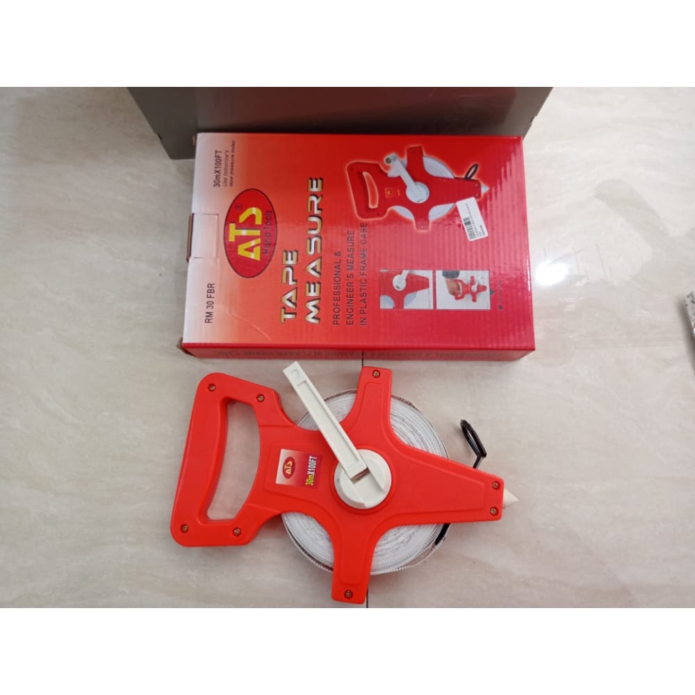 Jual Meteran Tape Measure ATS 30M Meteran Roll Tancap Fiber Tape ...