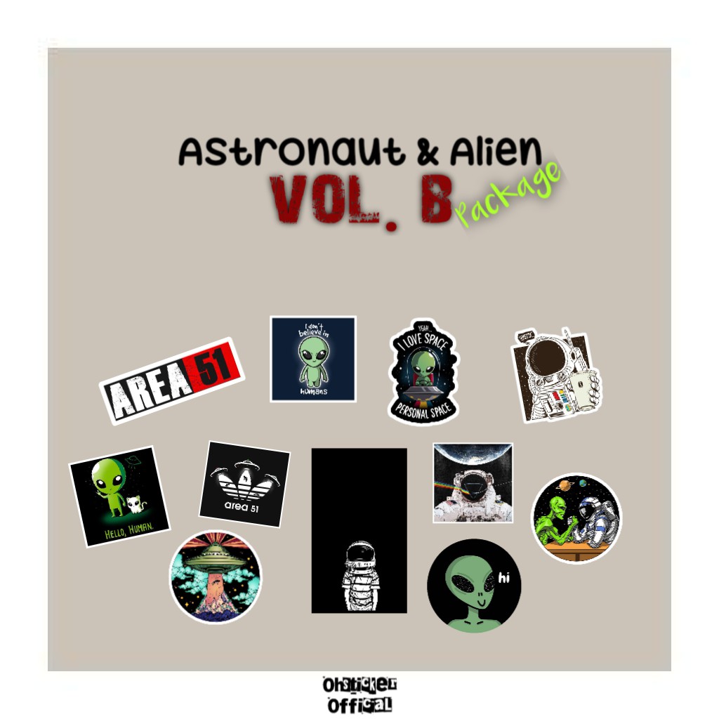 Jual STICKET ASTRONAUT & ALIEN VOL. 2 PACKAGE STIKER CUSTOM TUMBLR CASE ...
