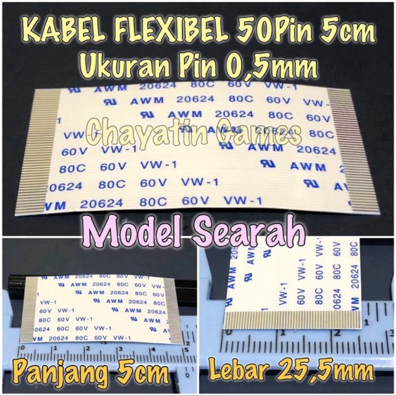 Jual Kabel Flexibel 50 Pin Halus Searah Panjang 5cm - Ukuran Pin 0,5mm ...