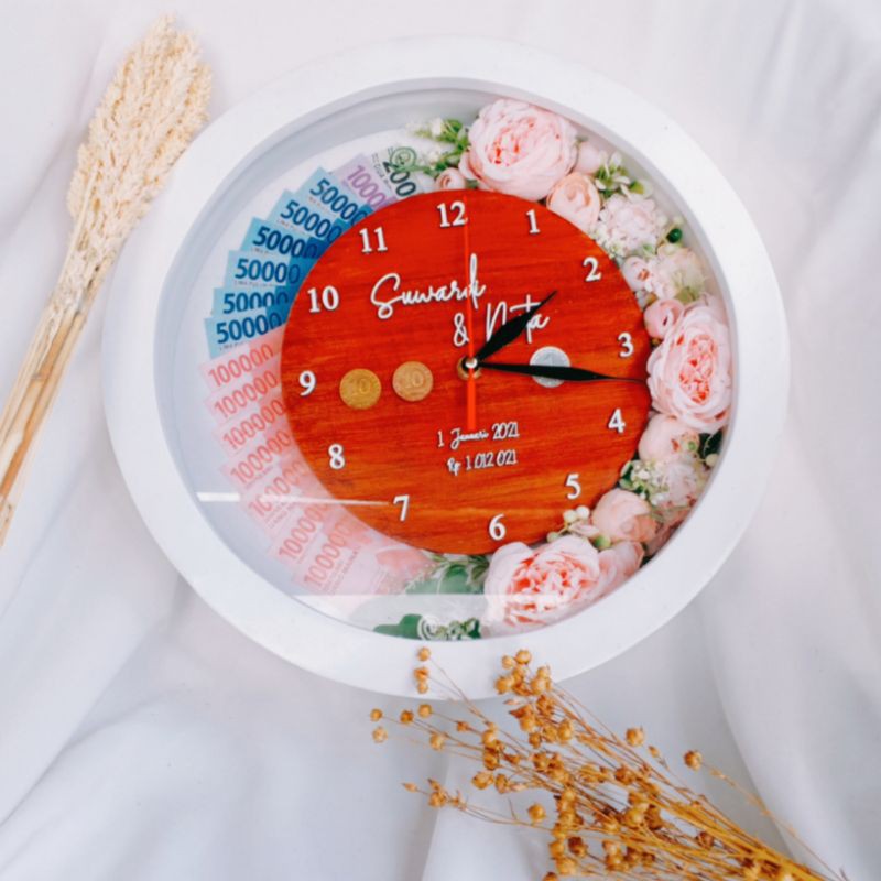 Jual Mahar Pernikahan Rustic frame bulat elegant mahar jam dinding ...