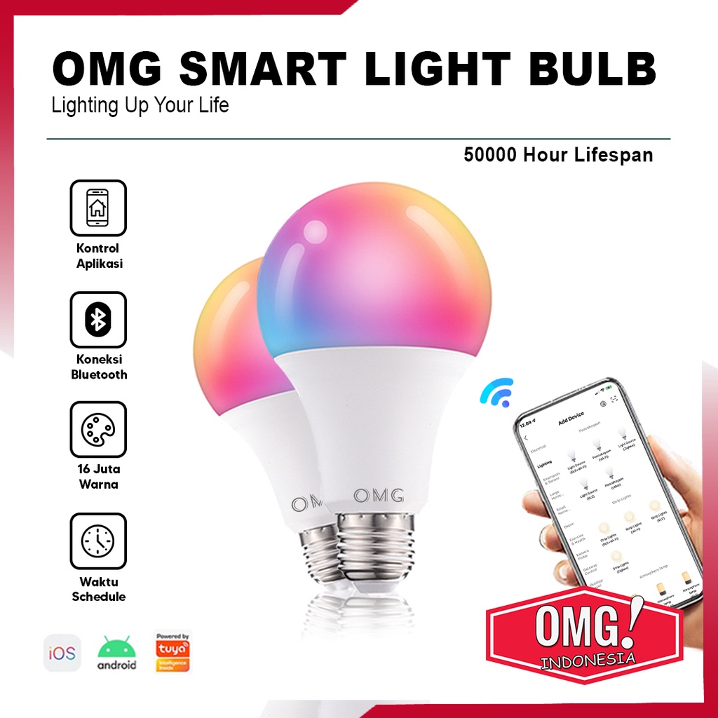 Jual OMG SMART LAMP LED BULB Bluetooth Bola Lampu 10W RGBCCT Smart Lamp ...