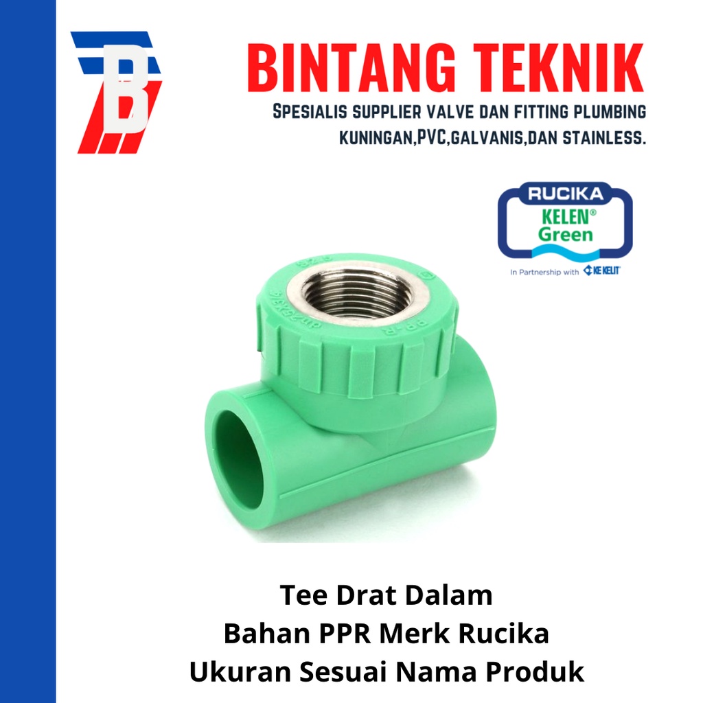 Jual Tee Drat Dalam PPR Pipa 3/4" inch (25 mm) x Drat 1/2" inch Rucika | Shopee Indonesia