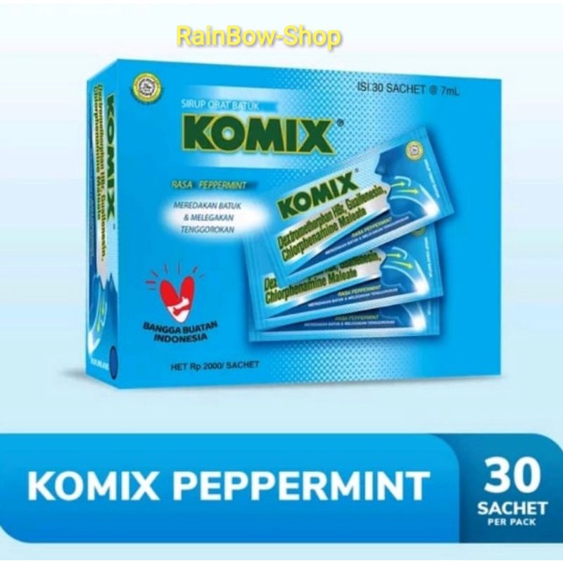 Jual Obat Batuk KOMIX Adult Peppermint 1 Box Isi 30 Sachet | Shopee ...