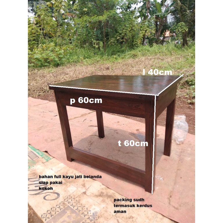 Jual meja computer p60 l40 t60 meja kantor meja full kayu jati belanda siap pakai kokoh | Shopee ...