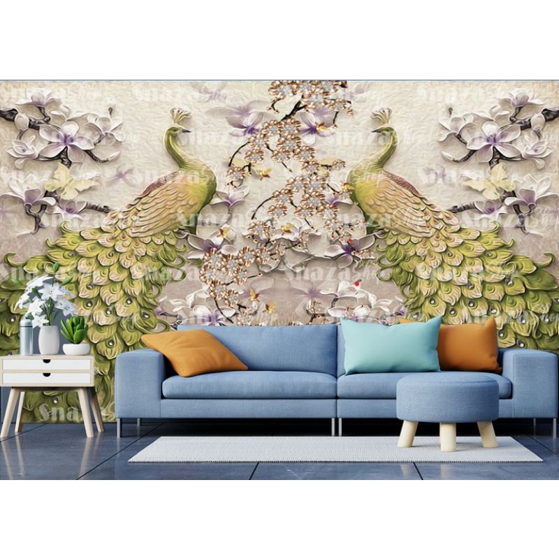 Jual Wallpaper Dinding 3D Custom Tema Merak | Shopee Indonesia