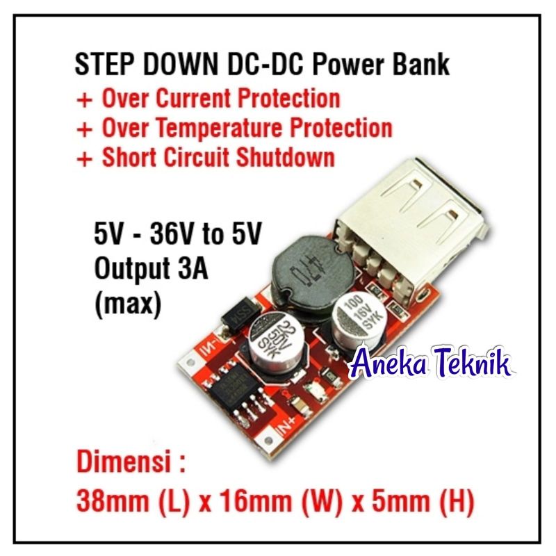Jual Modul Kit Power Bank Step Down DC - DC 5V - 36V to 5V 3A | Shopee ...