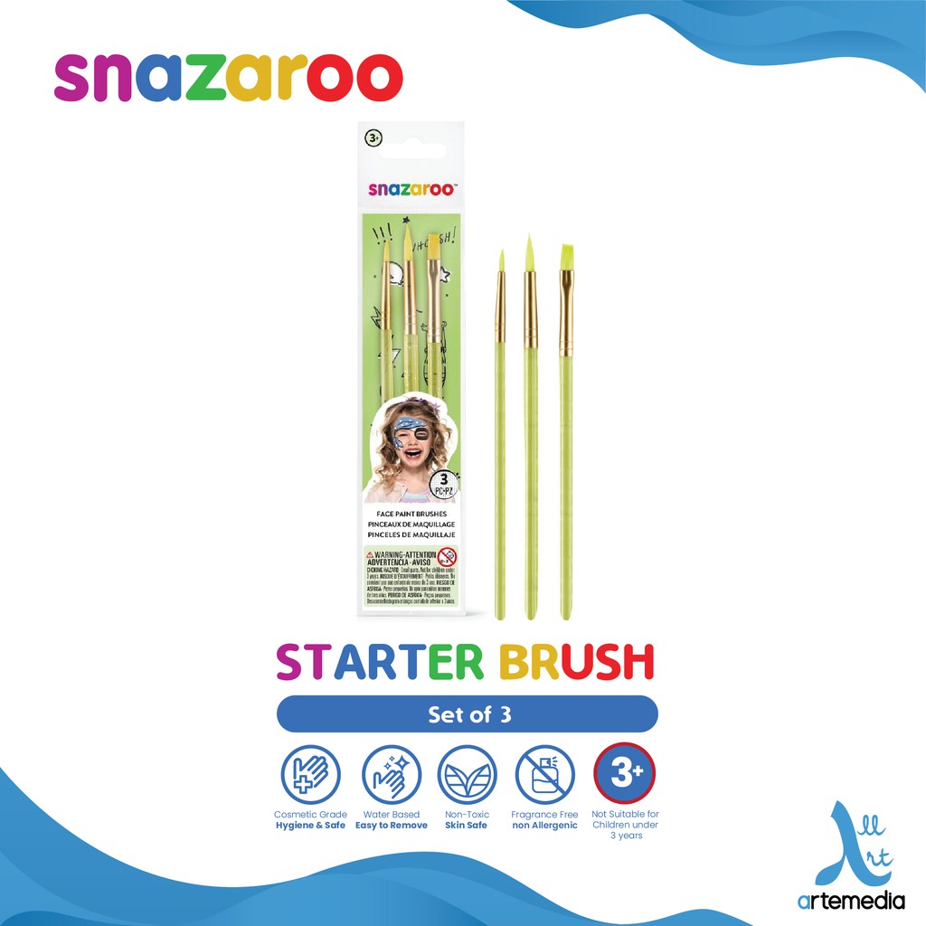 Jual Snazaroo Starter Brush Set of 3 – Face & Body Painting Brushes for ...