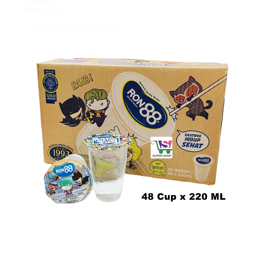 Jual Ron 88 Air Mineral Gelas / Cup 220 ml (isi 48 pcs) | Shopee Indonesia