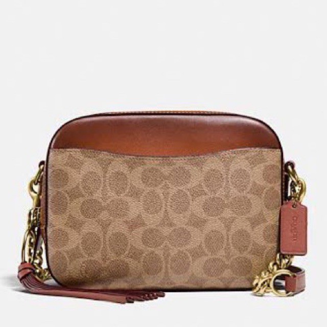Jual coach camera bag in signature canvas tan rust | Shopee Indonesia