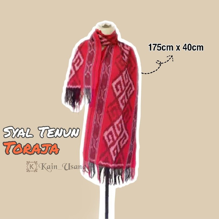 Jual PROMO!! KAIN_USANG | SYAL TENUN TORAJA - MERAH | SCRAFT TENUN ...