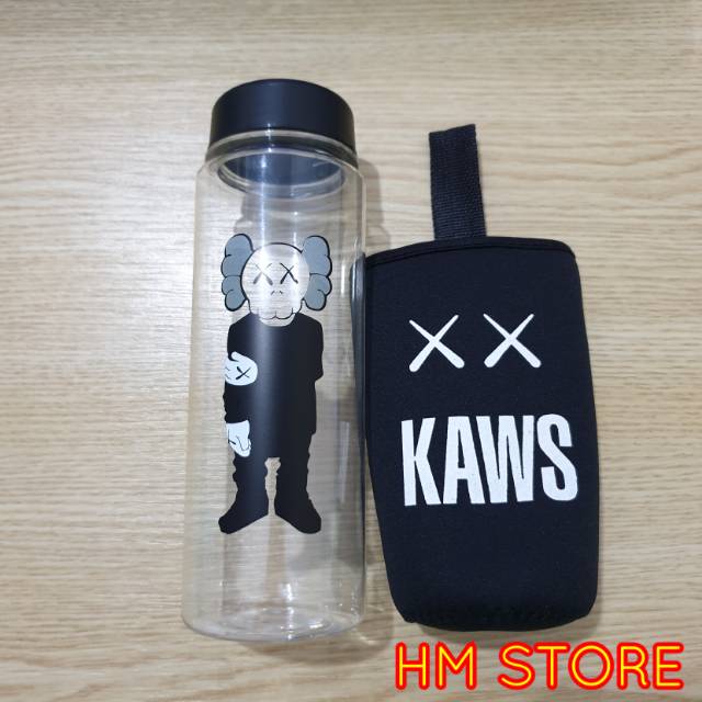 Jual KAWS Botol Minum Unik 500ml Free Pouch Hitam KAWS Water Bottle ...