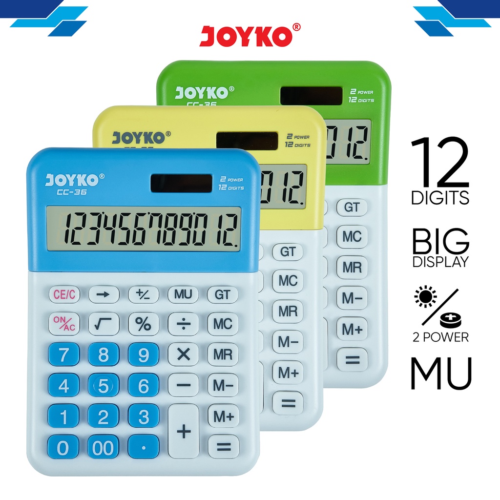 Jual Calculator Kalkulator Joyko CC-36 12 Digits Check Correct | Shopee ...
