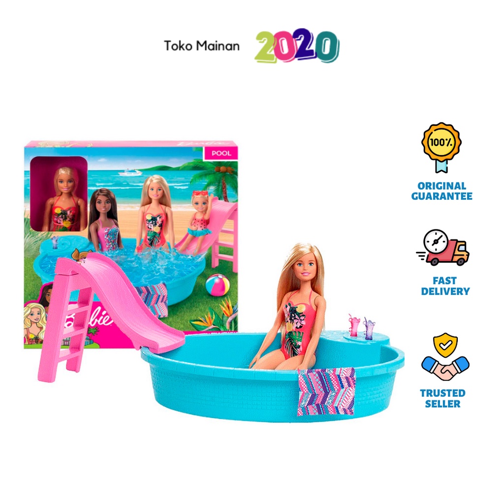 Jual Barbie Pool Doll Original - Mainan Anak - Boneka Barbie GHL91 ...