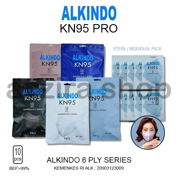 Jual Masker Alkindo KN95 Pro 6 Ply Single Pack Isi 10, Masker sekali ...