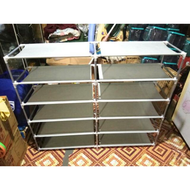 Jual Rak sepatu plastik susun 6 portable rak sepatu kain plastik 6 ...