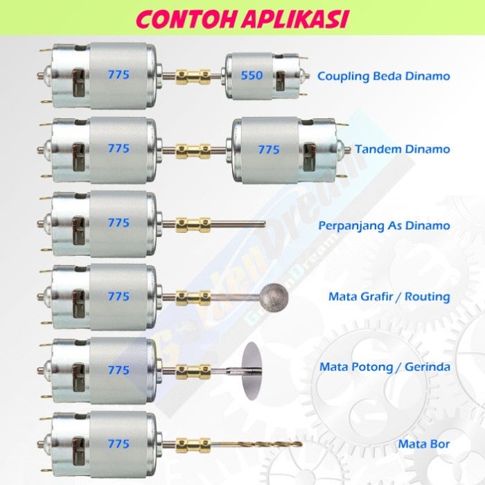 Jual Konektor As Dinamo Kuningan Kopling Motor Shaft Connector 775 550 ...