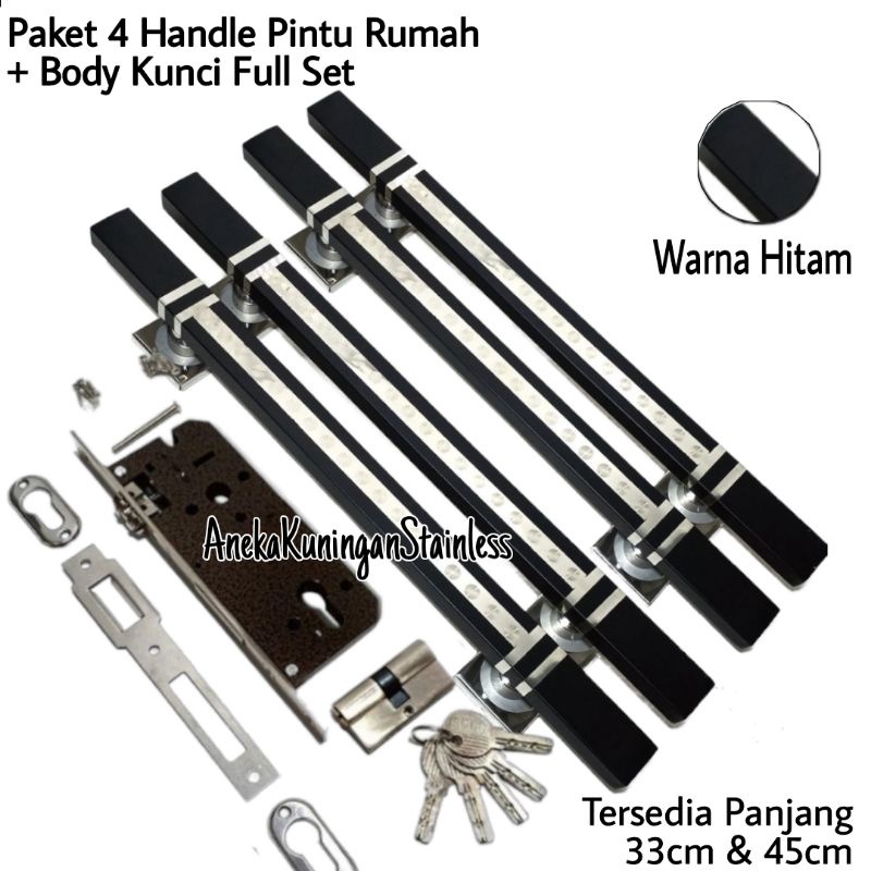 Jual handle pintu rumah stainless 45cm set body kunci tarikan gagang ...