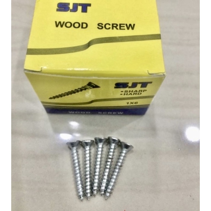 Jual Skrup kayu 1 x 6 sjt sekrup baut cacing wood screw 1" x 6 SJT | Shopee Indonesia