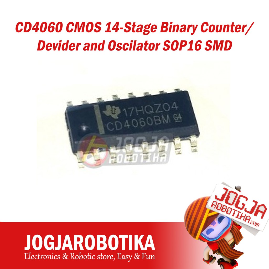 Jual CD4060 CMOS 14-Stage Binary Counter/Devider and Oscilator SOP16 SMD | Shopee Indonesia