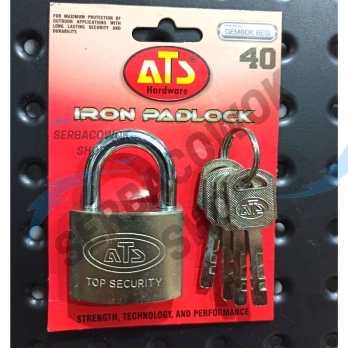 Jual Gembok Putih ATS 40 mm Leher Pendek Chrome Gembok Pelor ATS ...