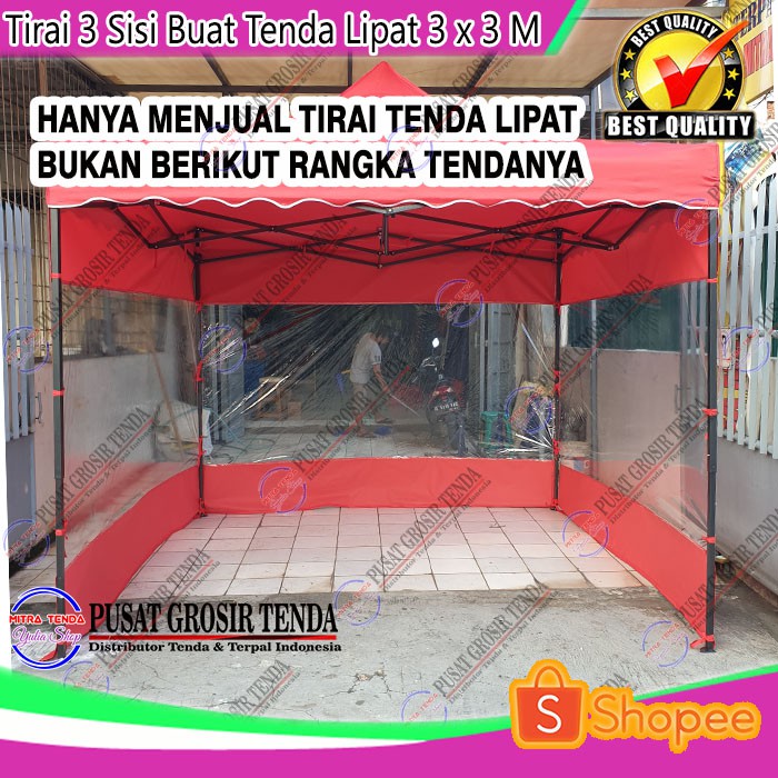 Jual Tirai/Dinding Tenda Lipat 3x3 meter 3 Sisi Bahan Kombinasi Mika Transparan Dan Polister ...
