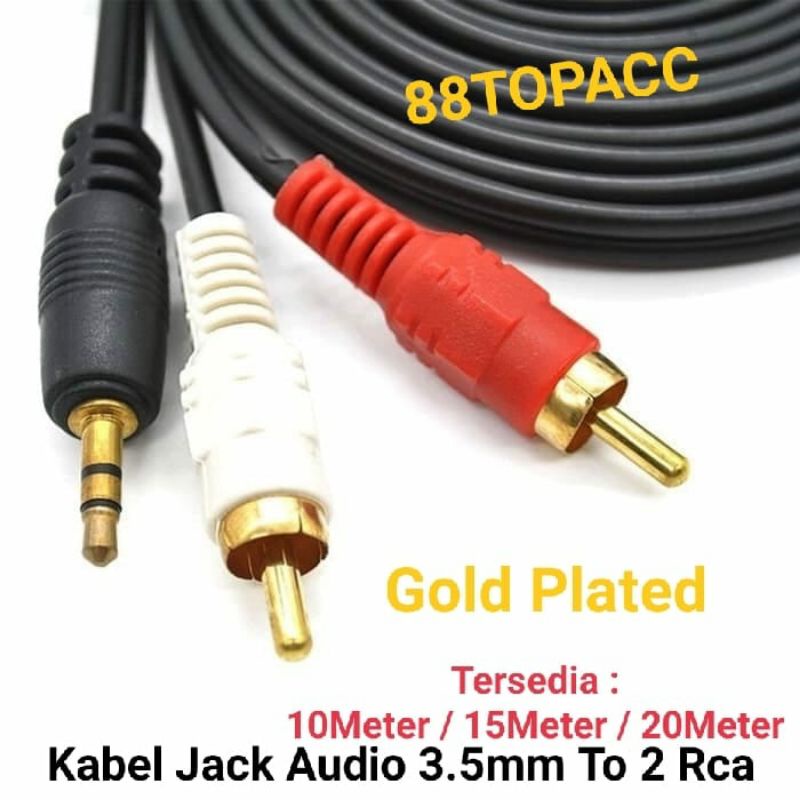 Jual Kabel Jack Audio 3.5mm To 2 Rca 10 Meter 15 Meter 20 Meter / Kabel ...