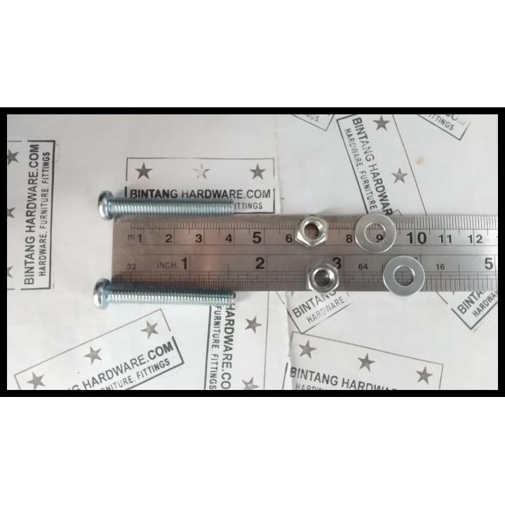 Jual Baut Jp 6X40 Set Mur Putih Ring Plat Baut Kepala Plus Hex Nut ...
