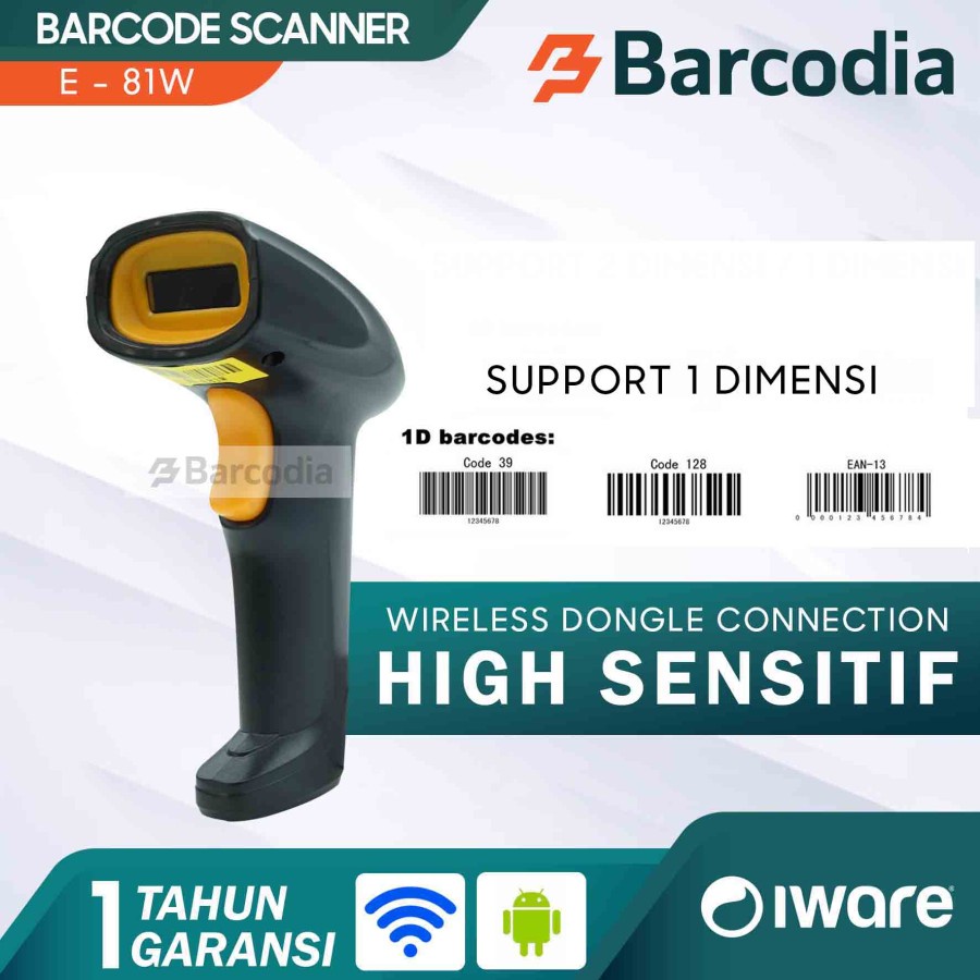 Jual BARCODIA Barcode Scanner Wireless Iware BS-E81W 1D | Shopee Indonesia