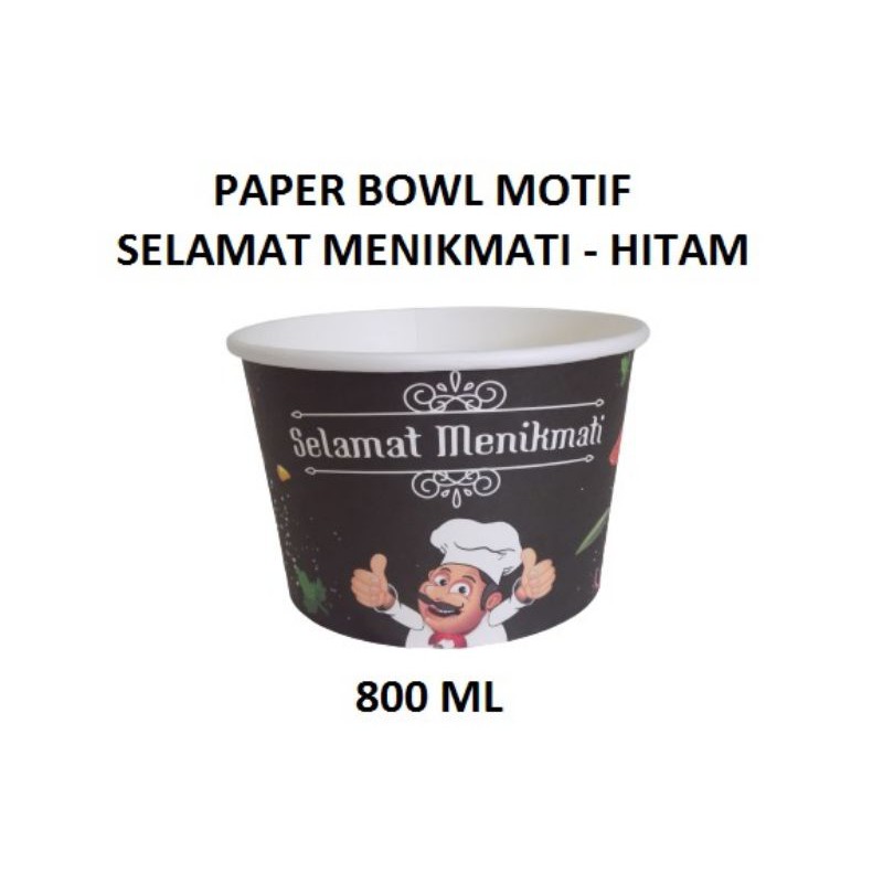 Jual Paper Bowl 800 ml motif selamat menikmati warna hitam | Shopee ...