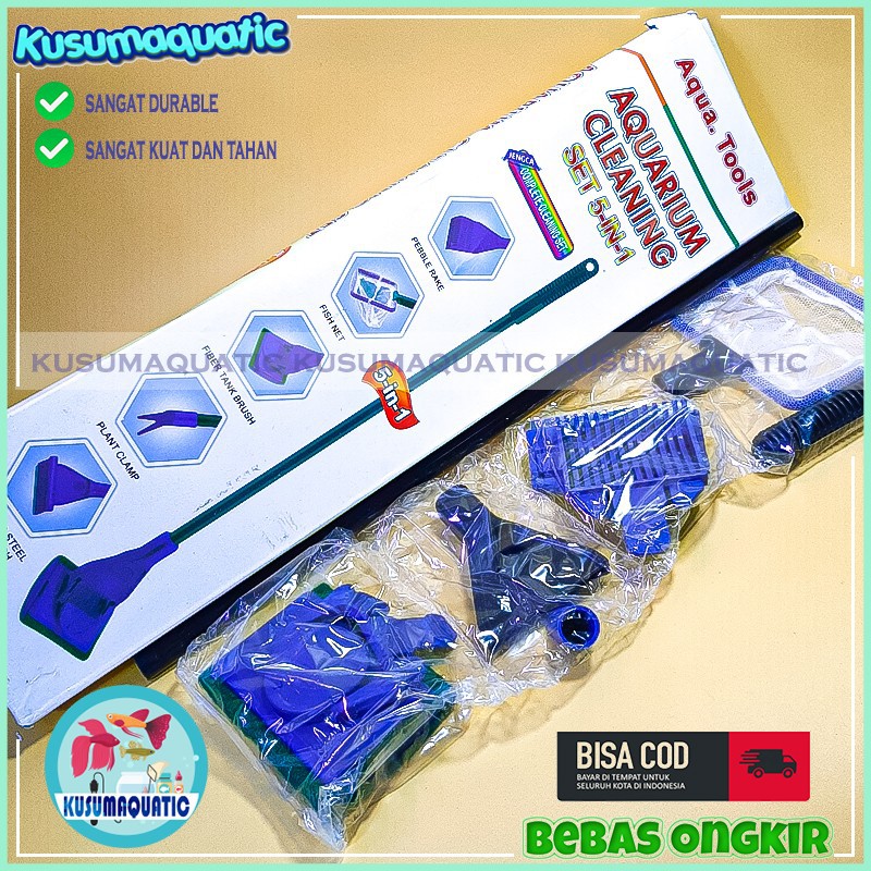 Jual 5 in 1 Tool Set Pembersih Aquarium Scraping Busa Serokan Jaring ...